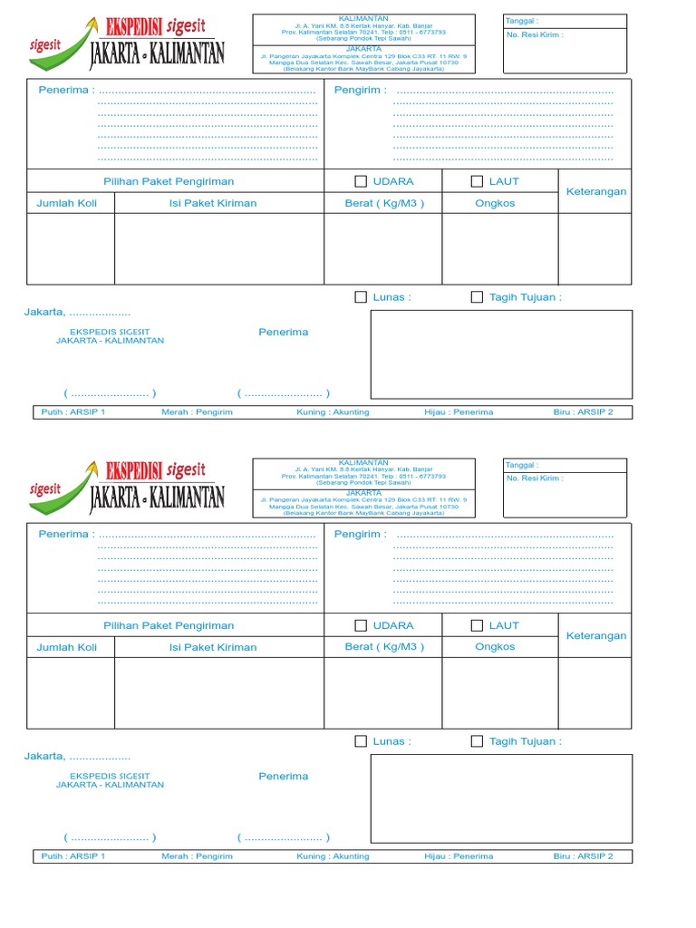 Nota Aneka Ekspedisi | PDF