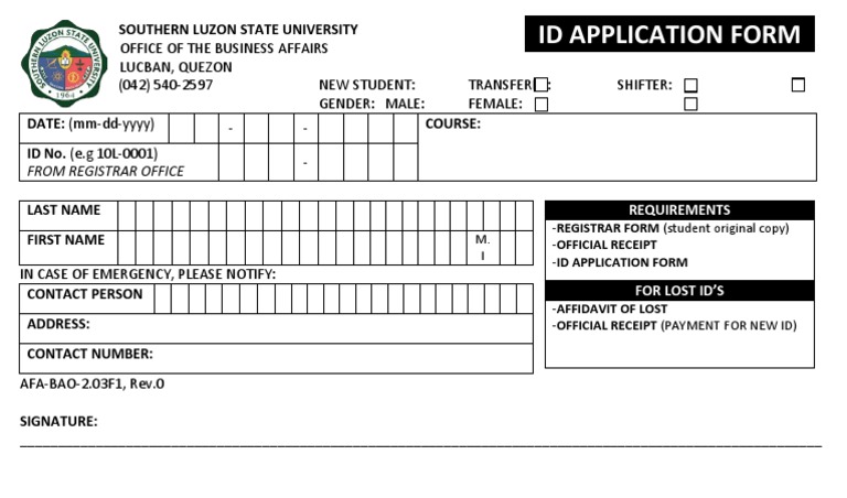 Id Application Form | PDF