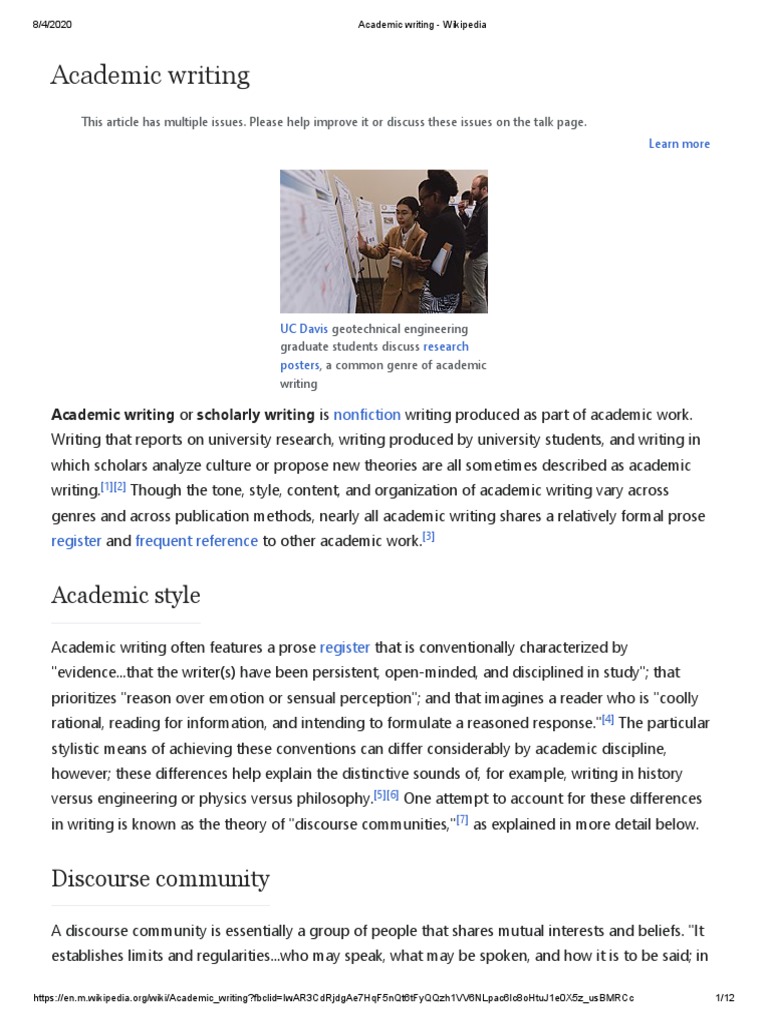 Academic Writing - Wikipedia | PDF | Cognition | Human Communication