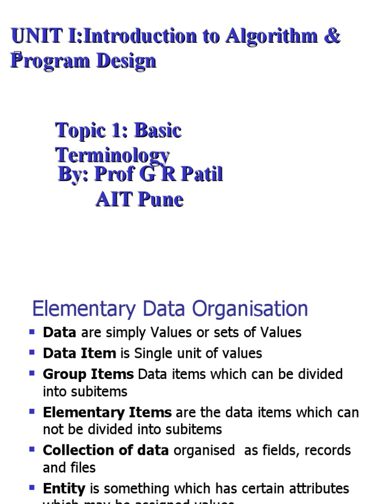 UNIT I:Introduction To Algorithm & Program Design | PDF | Data Type ...