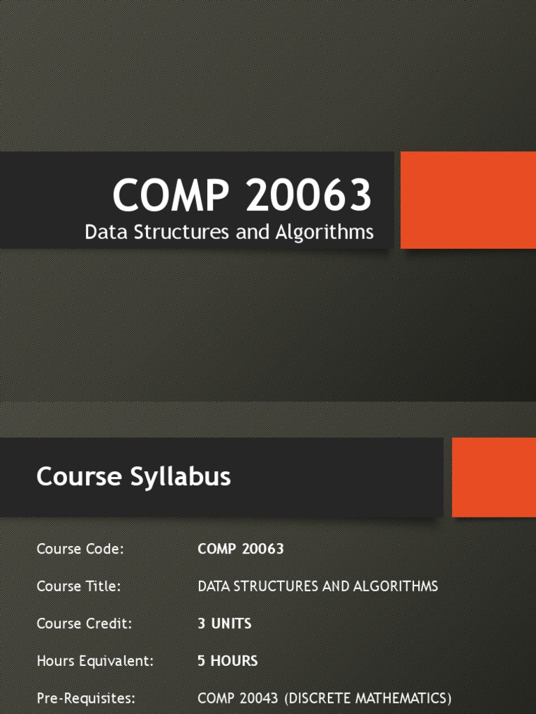 COMP 20063: Data Structures and Algorithms | PDF | Data | Algorithms