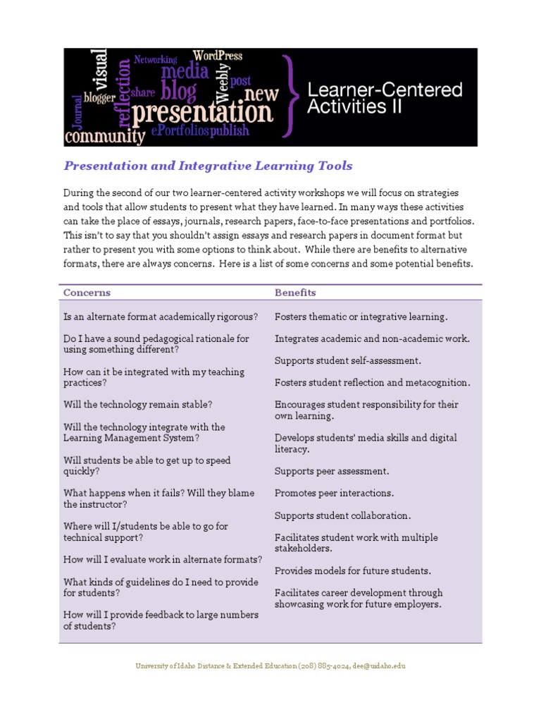 Learner-Centered Activities 2 | PDF | Blog | Word Press