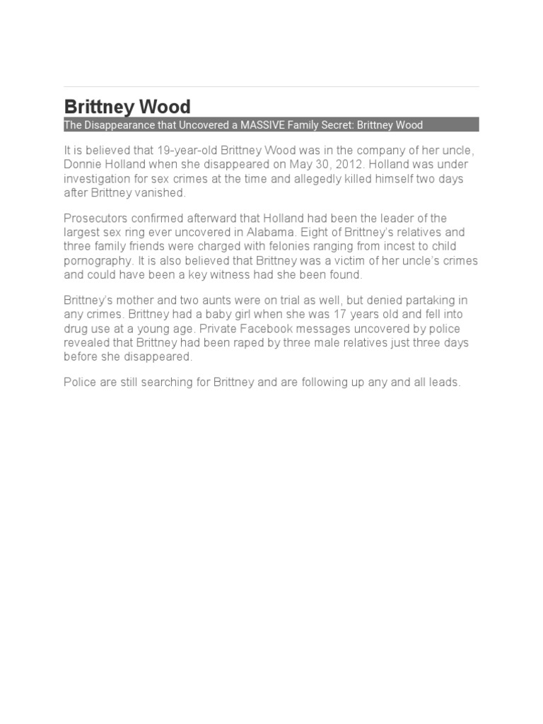 Brittney Wood: The Disappearance That Uncovered A MASSIVE Family Secret ...