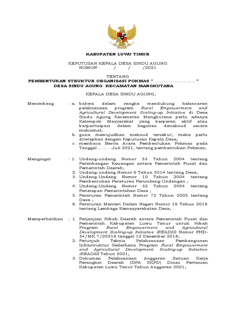 Pembentukan Struktur Pokmas Desa Sindu Agung | PDF | Griya & Taman ...