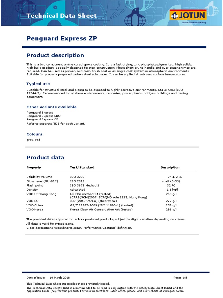 Penguard Express ZP: Technical Data Sheet | PDF | Paint | Epoxy