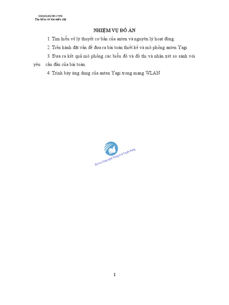 Thiết kế mô phỏng an ten YAGI và ứng dụng trong mạng Wlan | PDF