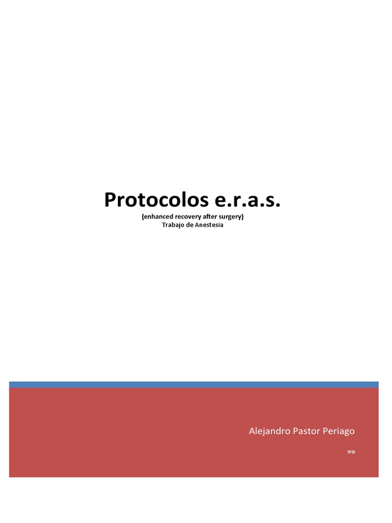 Protocolos Eras | PDF | Medicina CLINICA | Especialidades Medicas