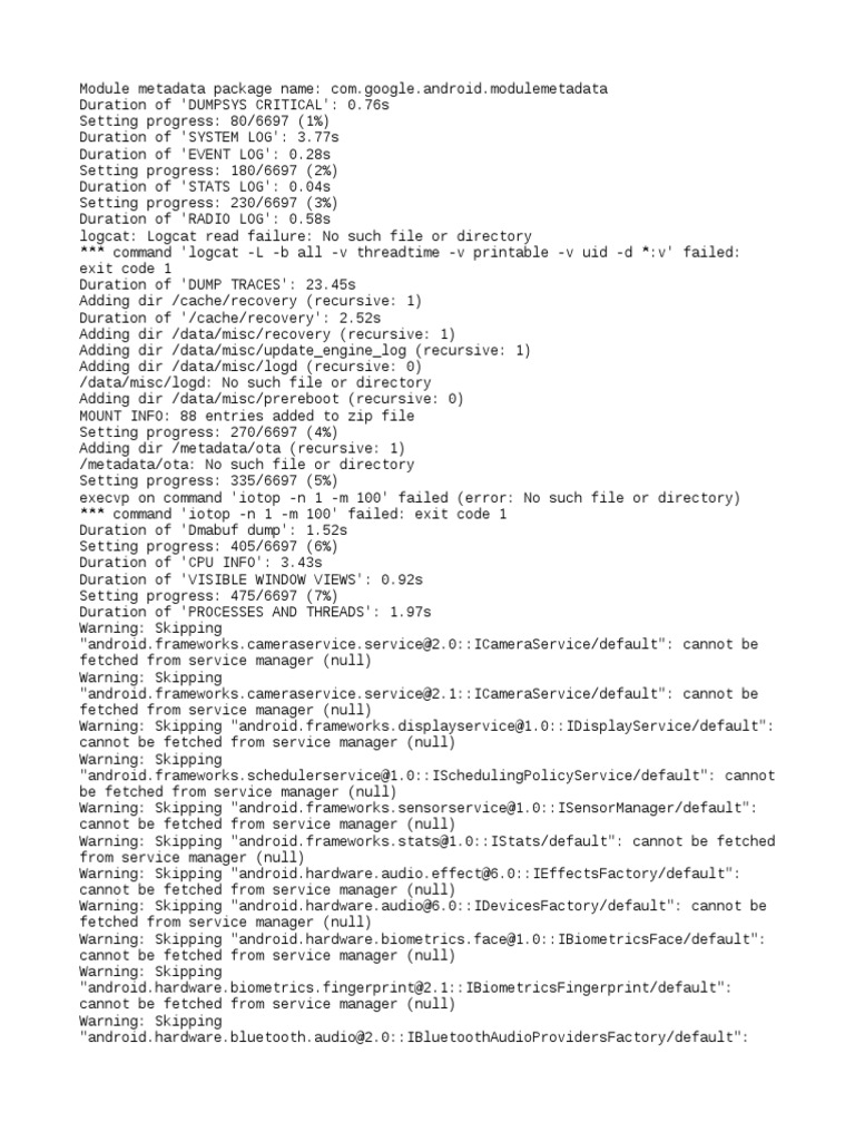 Bugreport 1901 RP1A.200720.012 2021 06 05 23 29 25 Dumpstate - Log 17751 | PDF | Computer ...