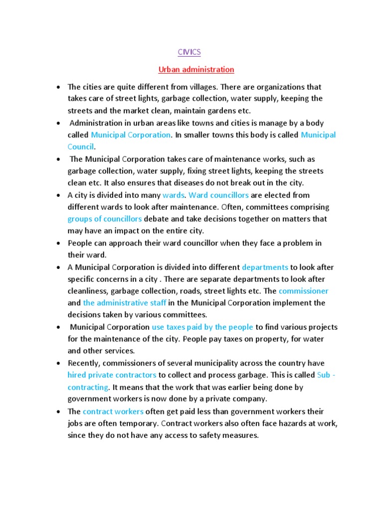 Civics - Urban Administration | PDF