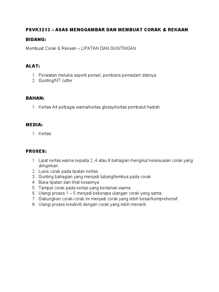 Teknik Lipatan dan Guntingan Kertas | PDF | Karier & Perkembangan ...