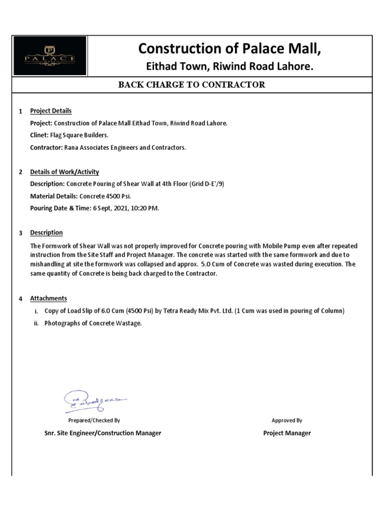 Back Charge Report | PDF