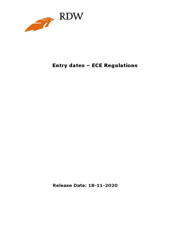 Entry Dates ECE Regulations | PDF | Headlamp | Anti Lock Braking System