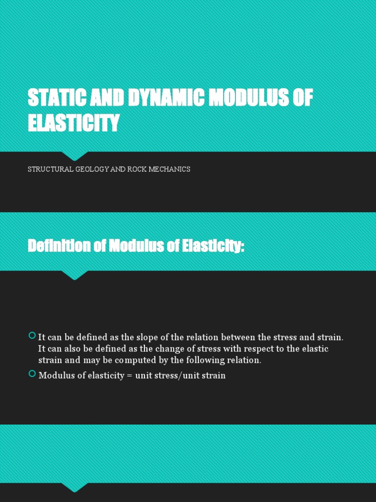 Static and Dynamic Modulus of Elasticity | PDF | Young's Modulus | Elasticity (Physics)