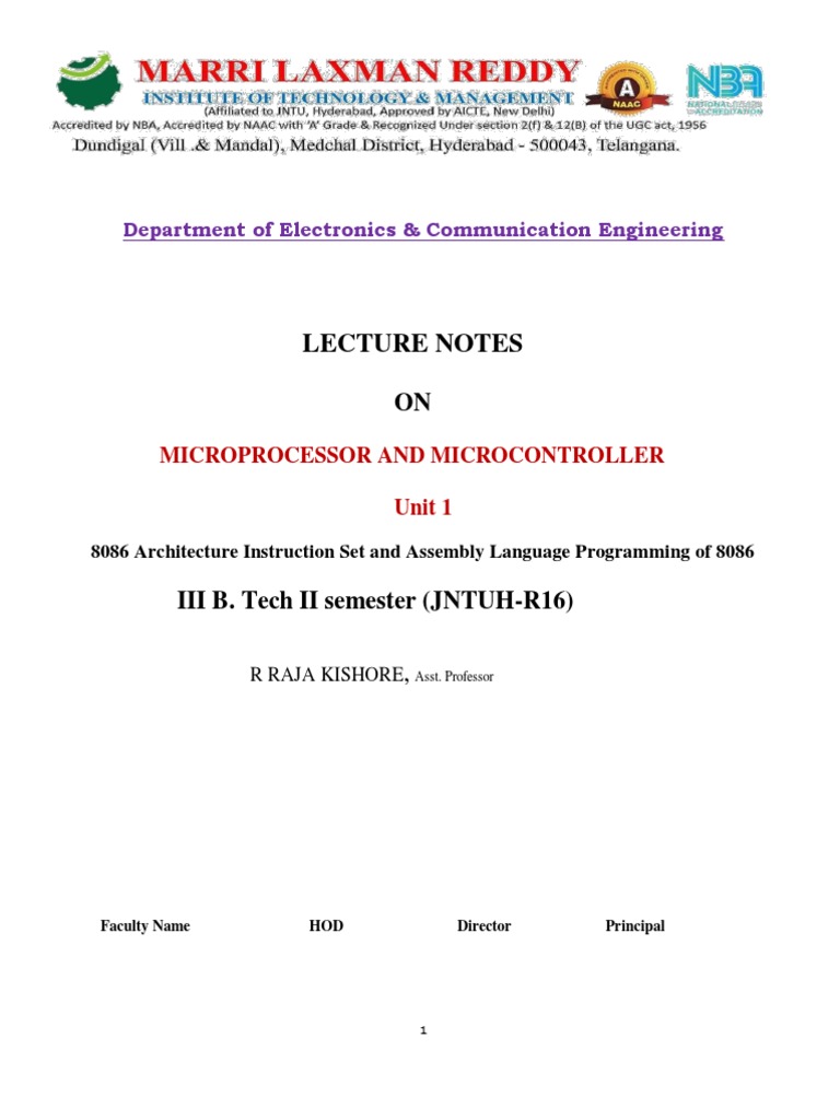 Unit 1 MPMC Notes | PDF | Central Processing Unit | Assembly Language