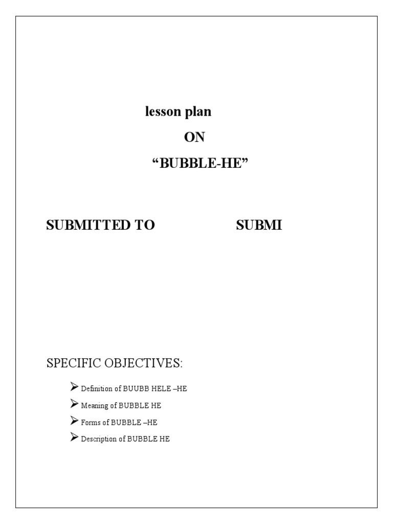 Lesson Plan On BUBBLE - HE | PDF | Breastfeeding | Postpartum Period