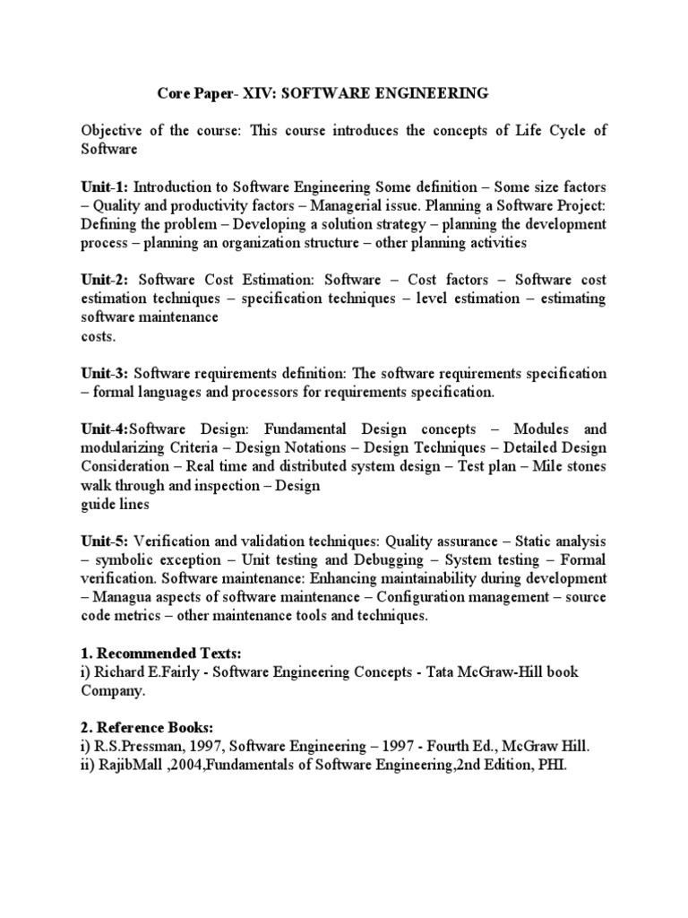 Software Engineering Syllabus | PDF