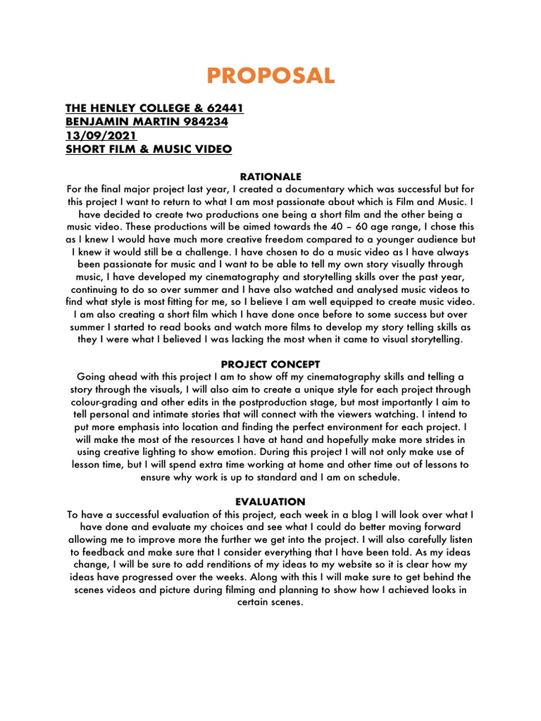 Proposal | PDF | Storytelling