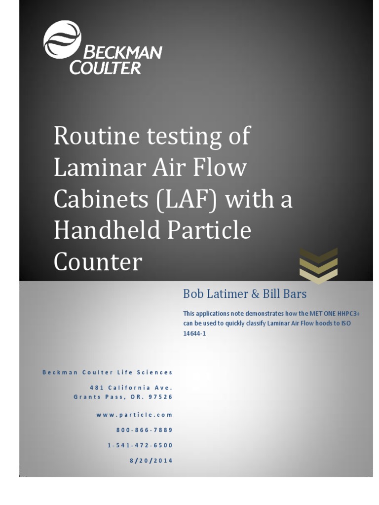 Routine Testing of Laminar Air Flow Cabinets (LAF) With A Handheld ...