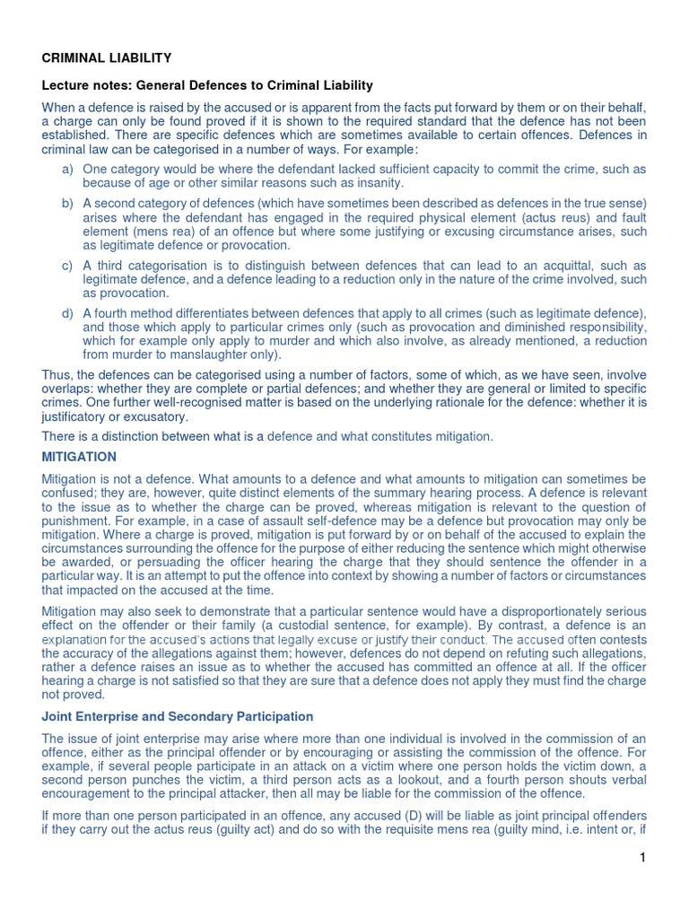 CRIMINAL LIABILITY DEFENCES | PDF | Double Jeopardy | Acquittal