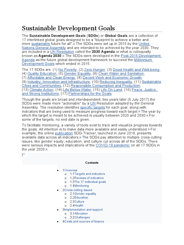 Overview of Sustainable Development Goals | PDF | Sustainability ...