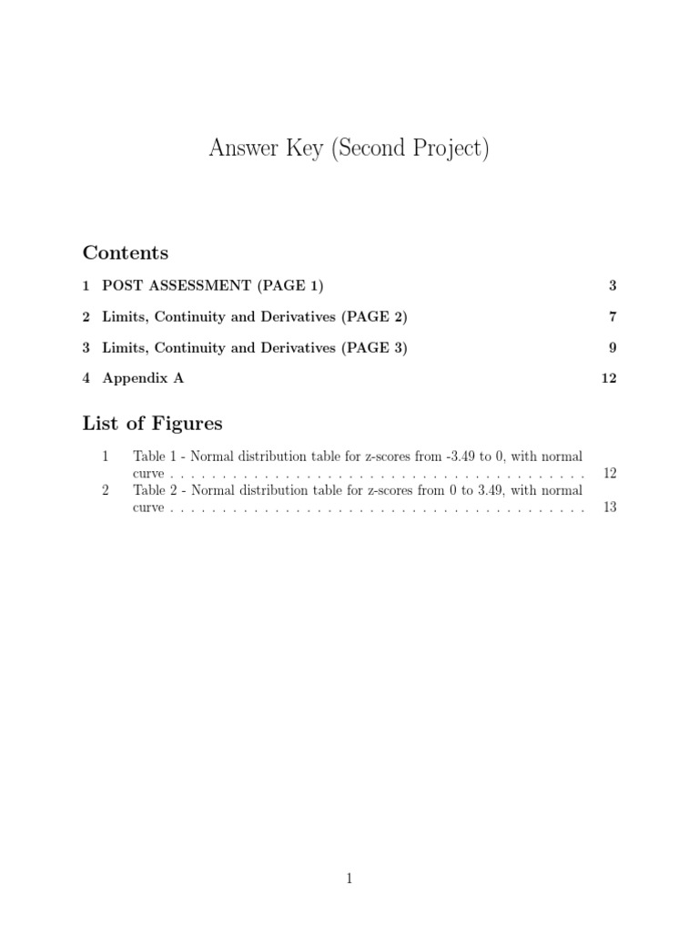Answer Key (Second Project) | PDF | Standard Deviation | Mean