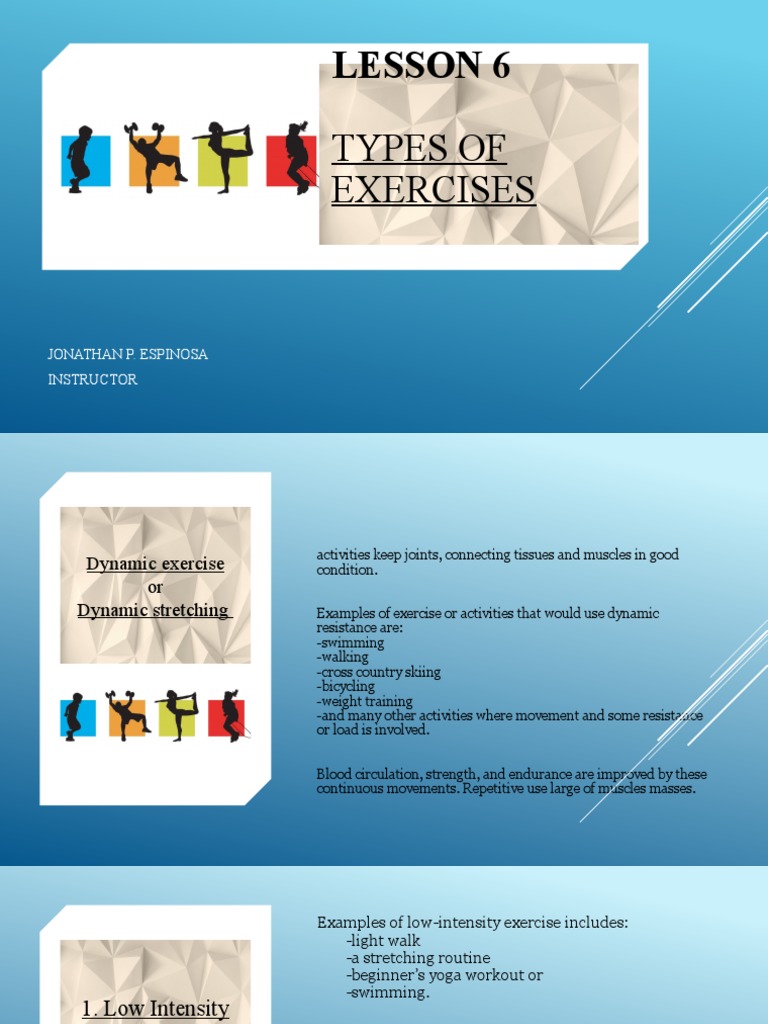Lesson 6. Types of Exercises | PDF | Flexibility (Anatomy) | Muscle