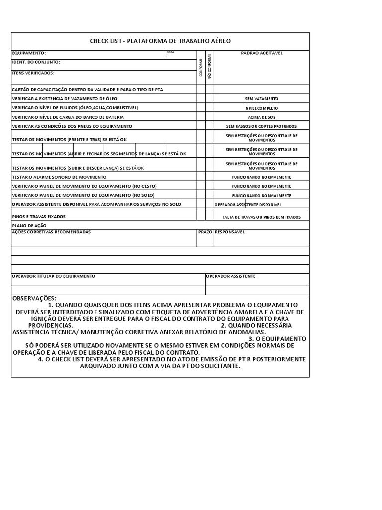 Check List Pta | PDF