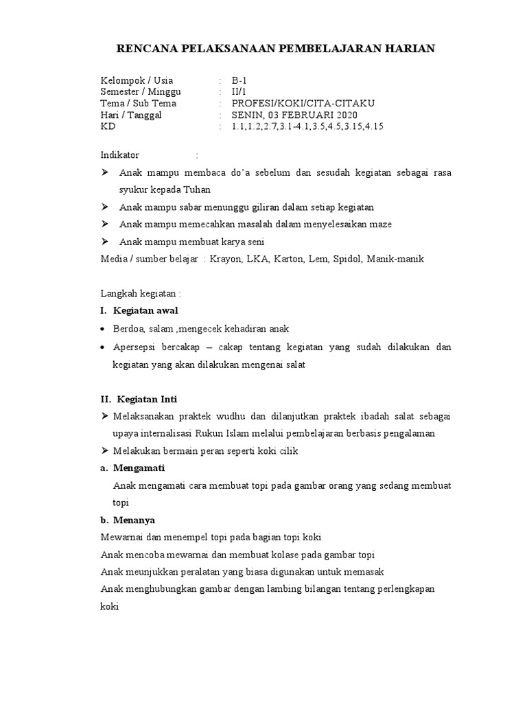 Contoh RPPH | PDF | Pengembangan Diri