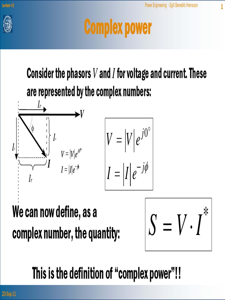 Complex Power: V Ve I Ie | PDF | Electrical Substation | Ac Power