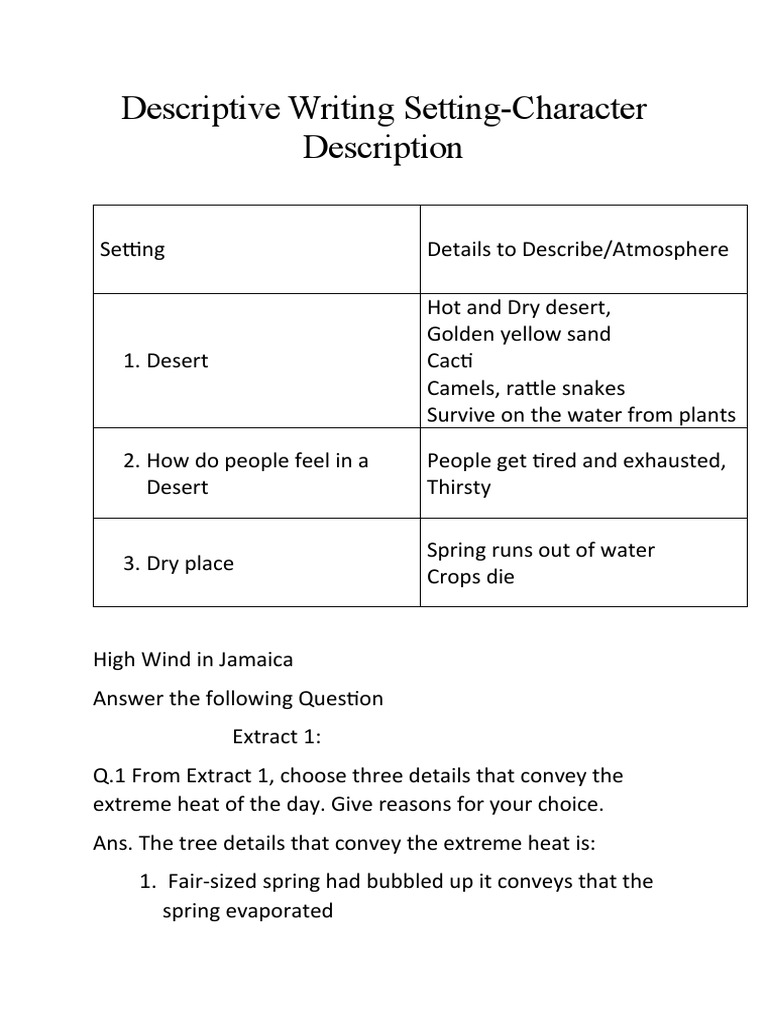 Descriptive Writing Setting | Download Free PDF | Desert | Physical ...