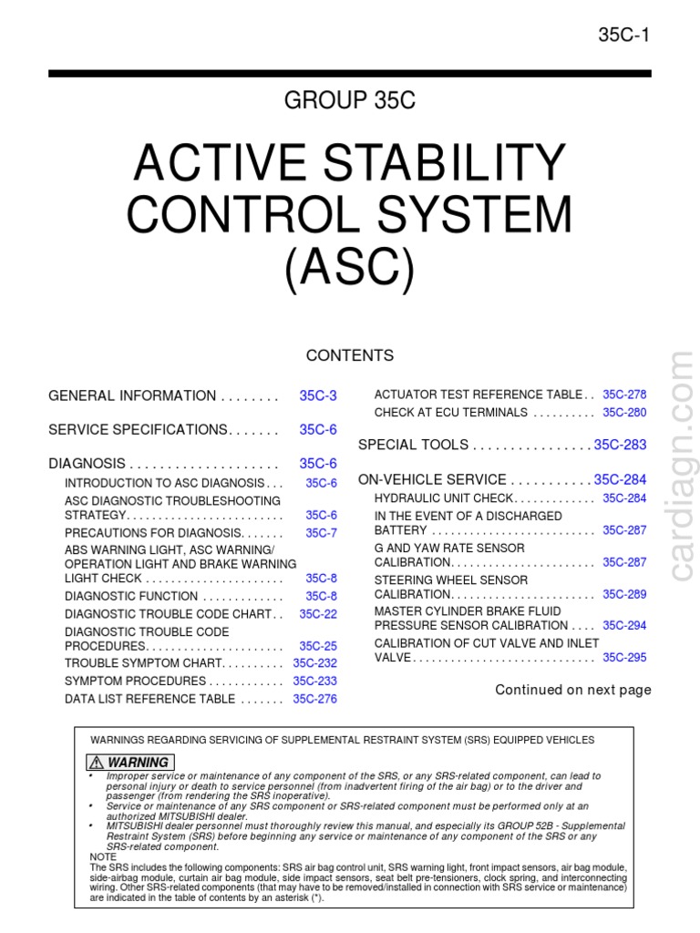 Active Stability Control System (ASC) - 2010 Lancer | PDF | Anti Lock ...