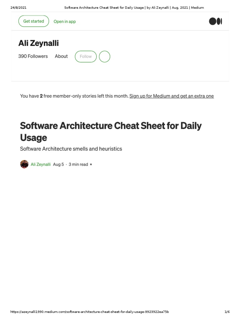 Software Architecture Cheat Sheet For Daily Usage | PDF | Class ...