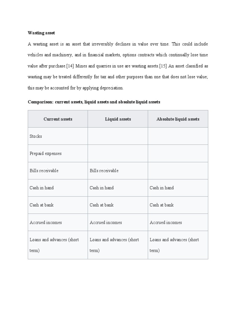 Wasting Assets | PDF