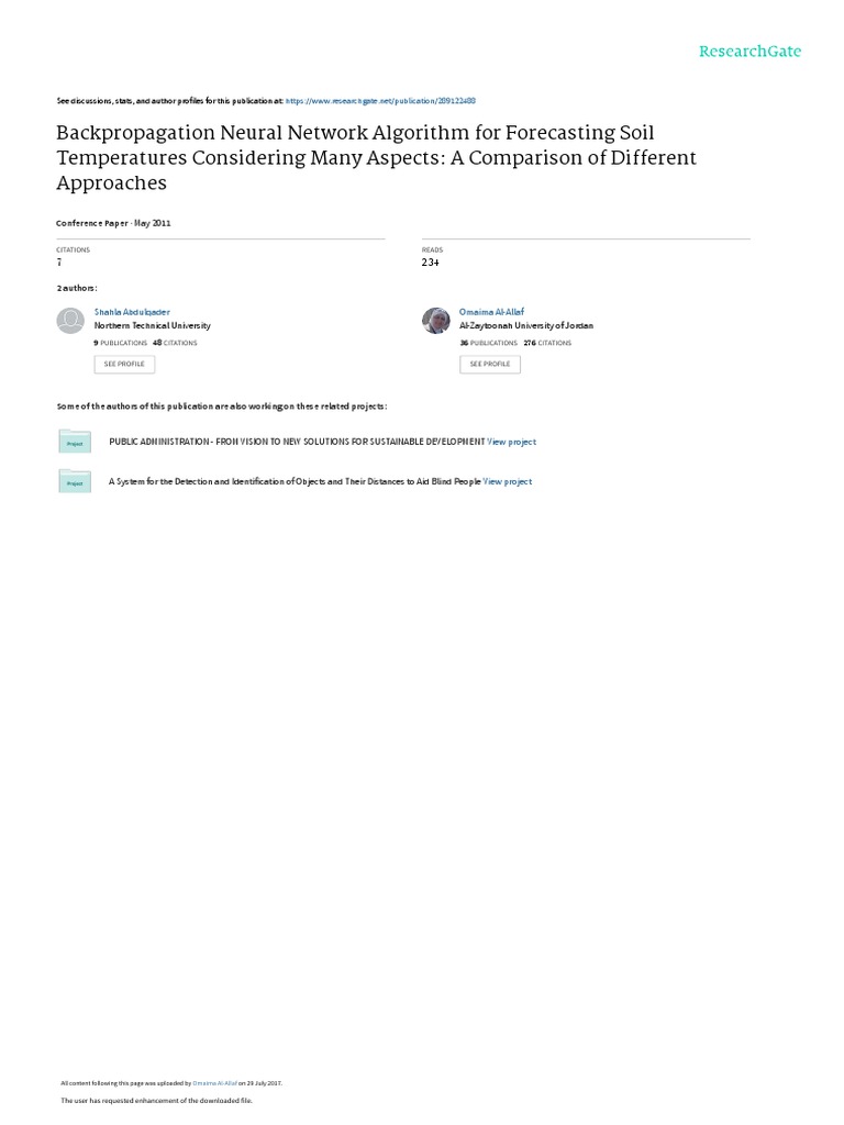 Backpropagation Neural Network Algorithm For Forecasting Soil Temperatures Considering Many ...