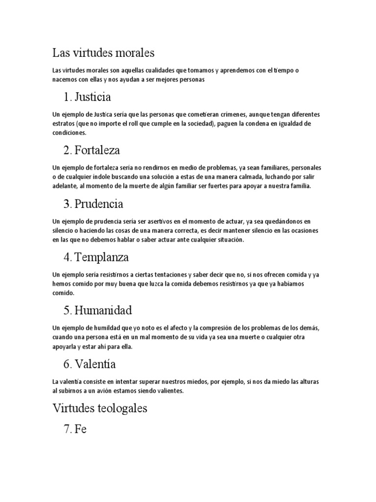 Ejemplos de Virtudes Morales | PDF