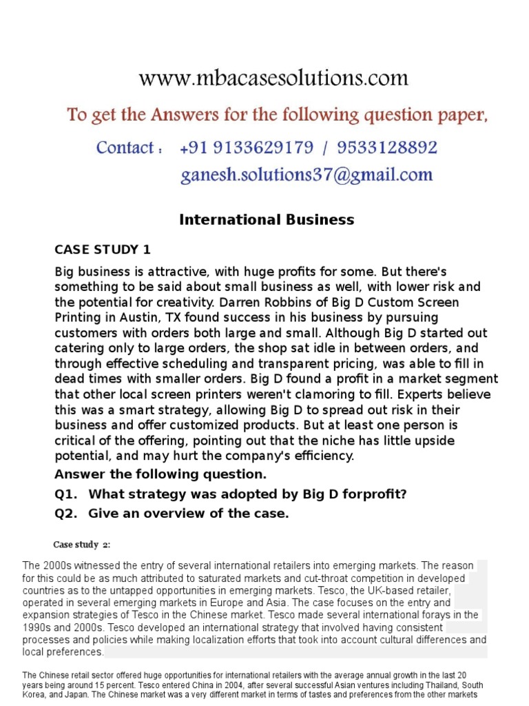 International Business Case Studies Overview | PDF | Tesco | Retail