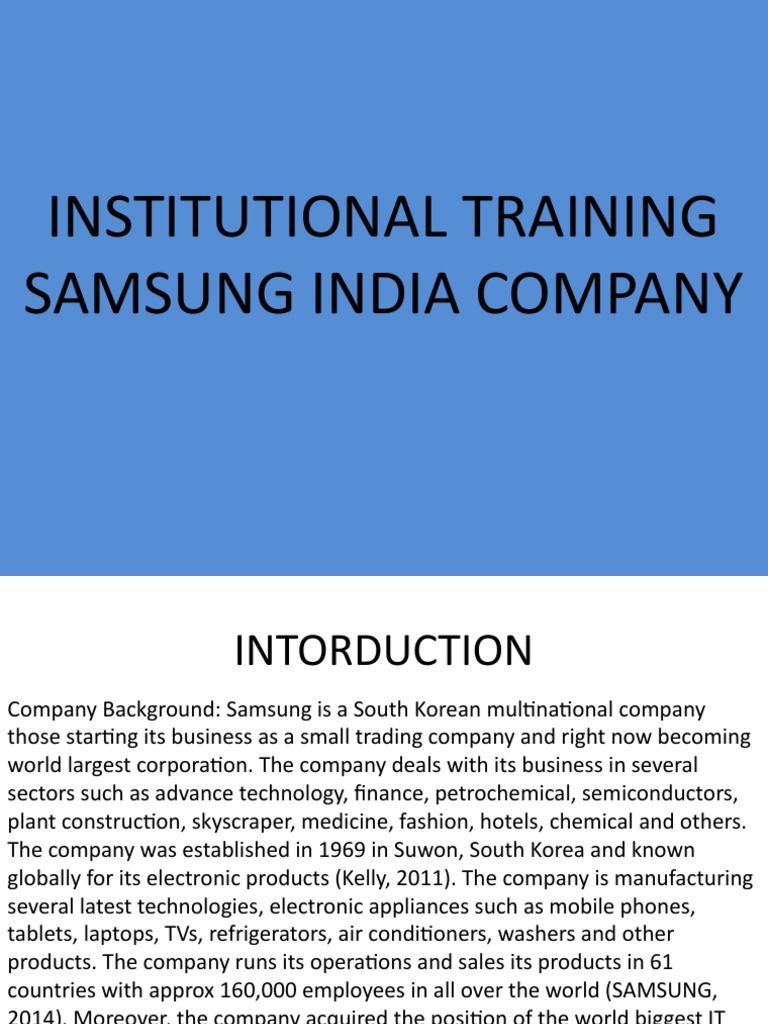 Institutional Training Samsung India Company | PDF | Samsung ...