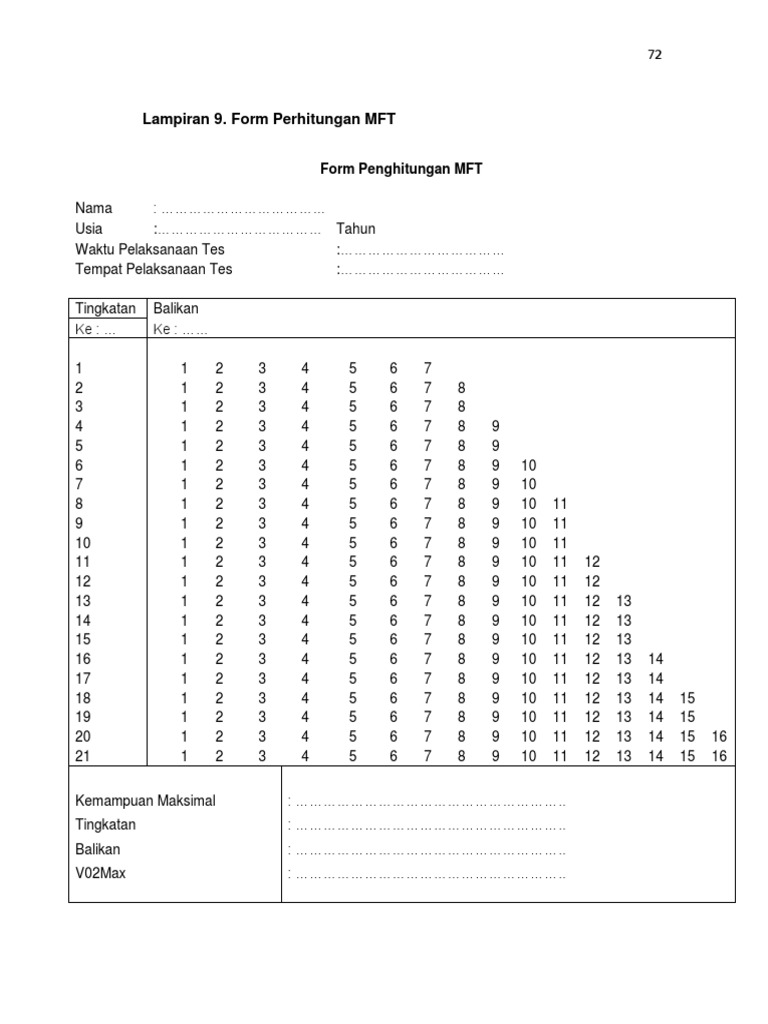 Lampiran 9 Form Perhitungan MFT | PDF