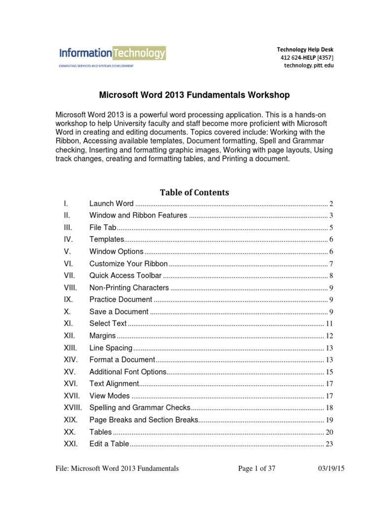 Microsoft Word 2013 Workshop Guide | PDF | Microsoft Word | Application ...