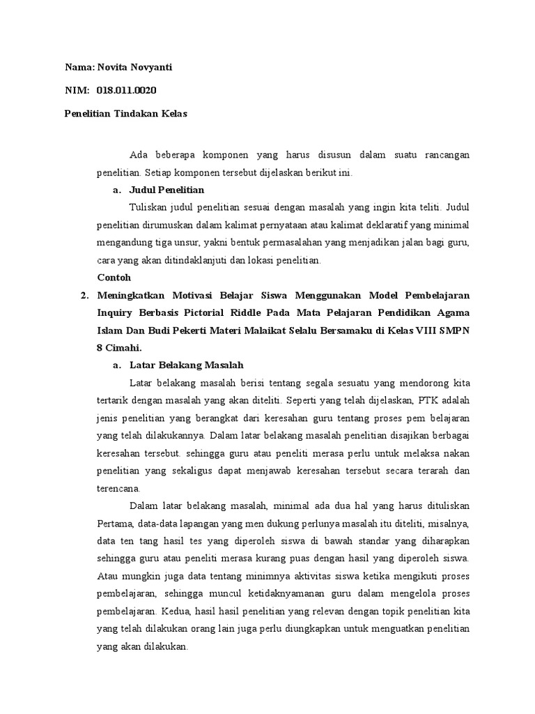 Contoh Poin A-E Proposal PTK | PDF | Karier & Perkembangan | Sains & Matematika