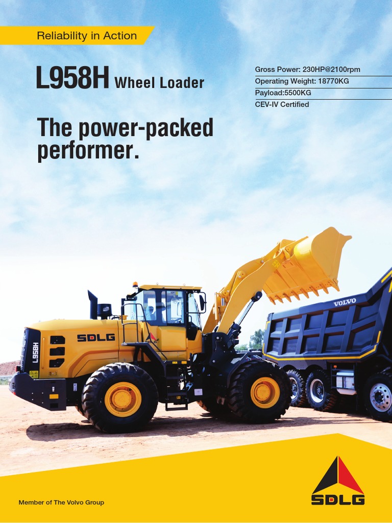 SDLG L958H Wheel Loader - Brochure | PDF | Loader (Equipment) | Transmission (Mechanics)