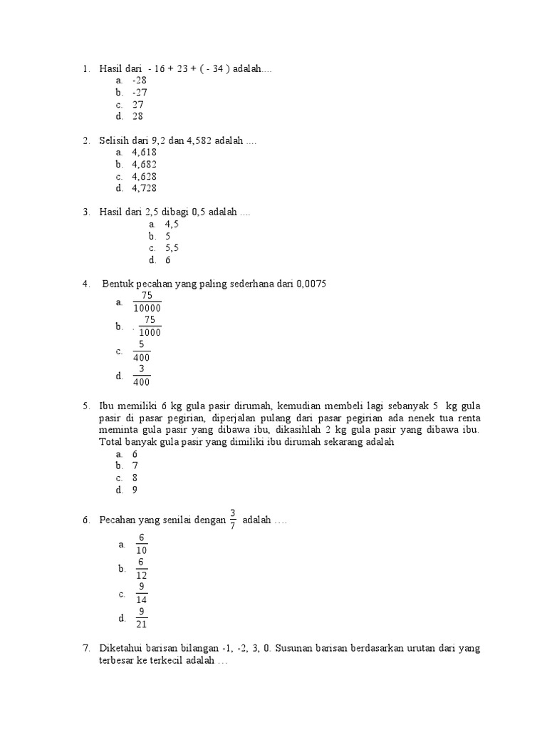 Soal SMP Kls 7 | PDF