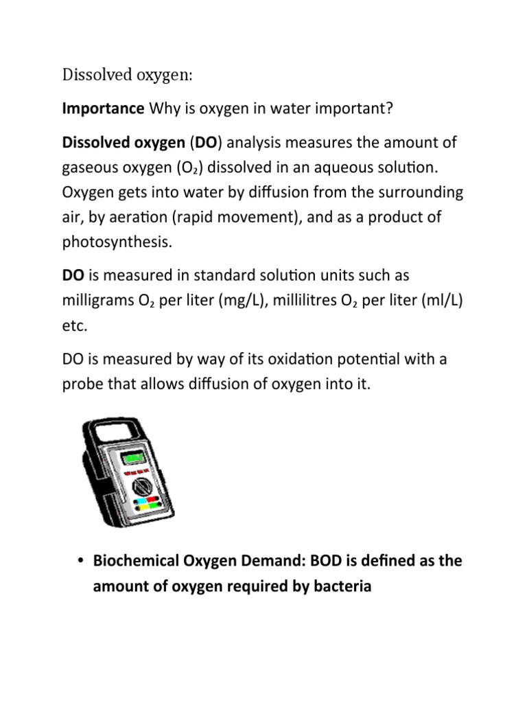 Importance Why Is Oxygen in Water Important? Dissolved Oxygen (DO ...