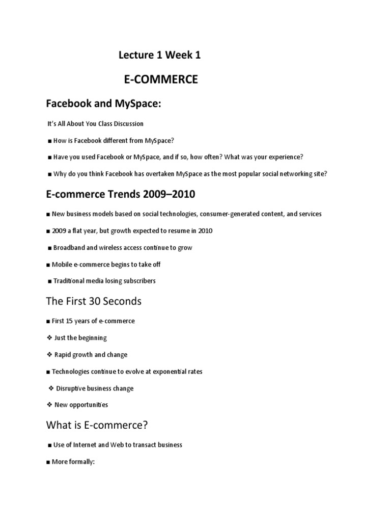 Lecture 1 Week 1 E Commerce Pdf E Commerce Internet