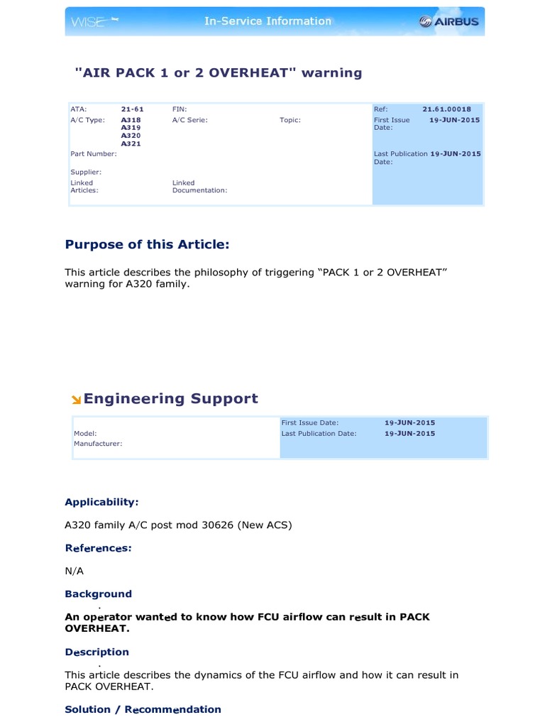 AIR PACK 1 or 2 OVERHEAT Warning | PDF | Valve | Mechanical Engineering