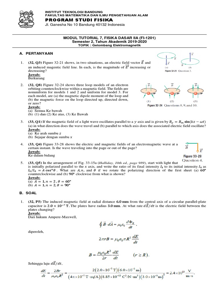 Solusi Modul Tutorial 7 F Pdf Electromagnetic Radiation Amplitude