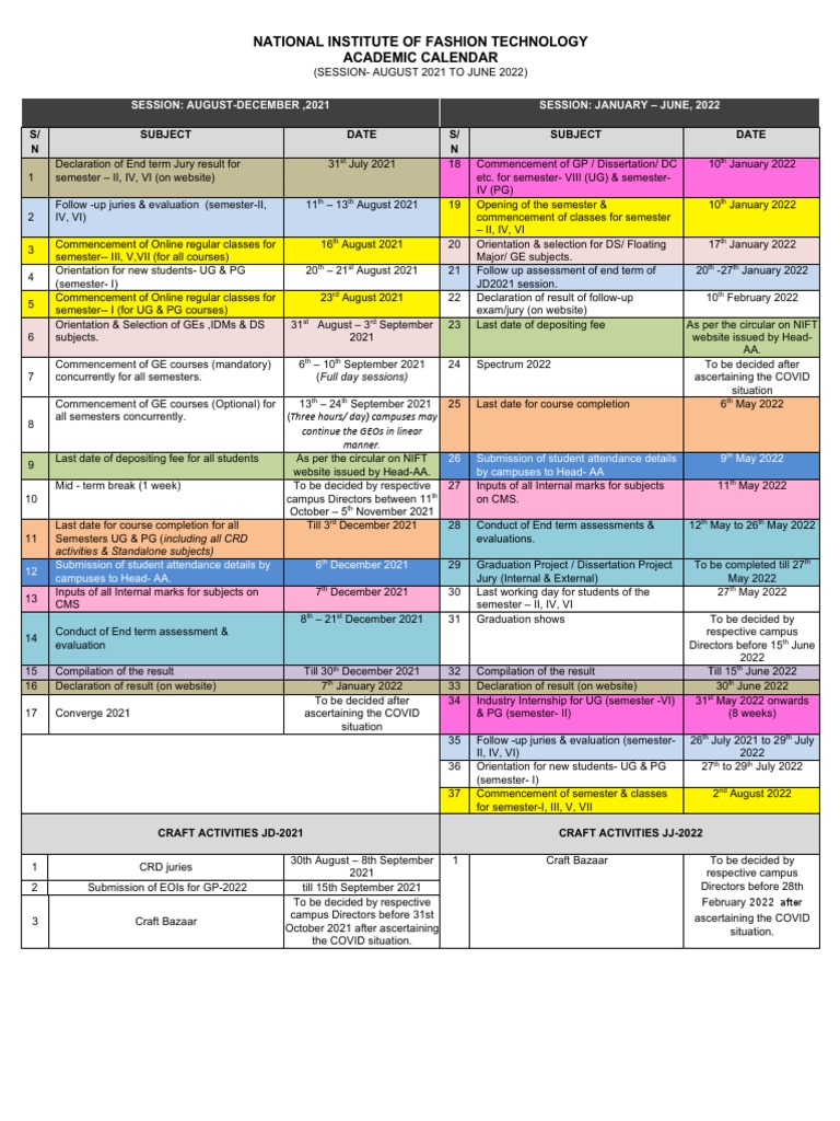 Academic Calendar 2021-22 | PDF | Academic Term