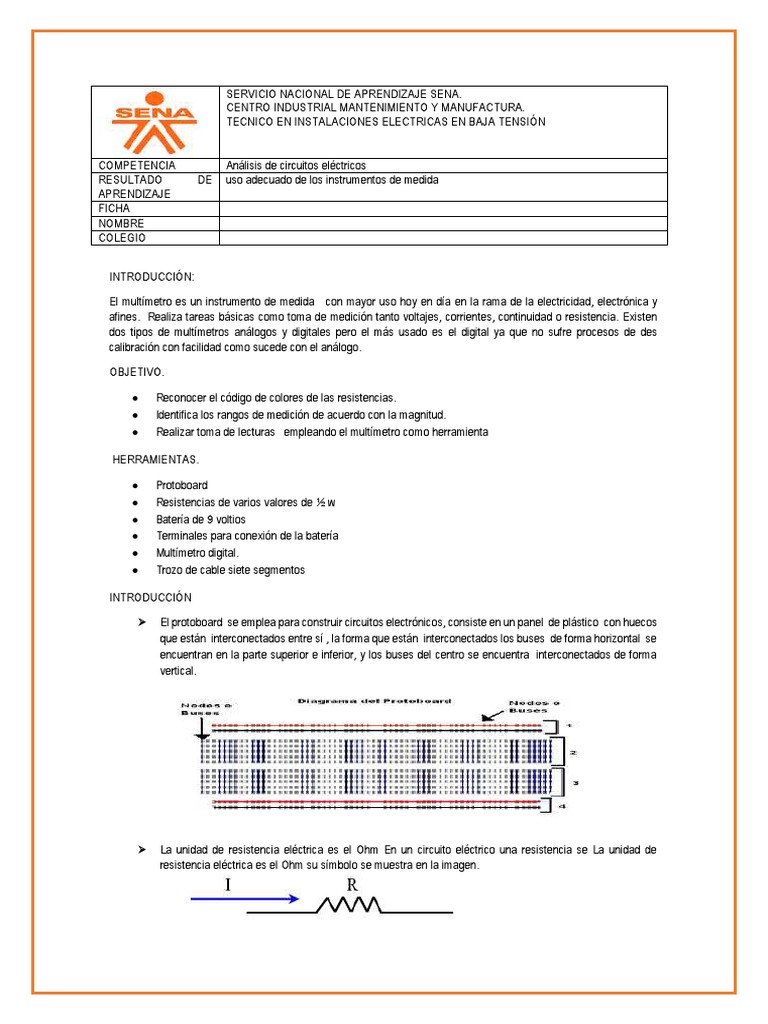 Multímetro y Circuitos Eléctricos Básicos | PDF | Resistencia Eléctrica ...