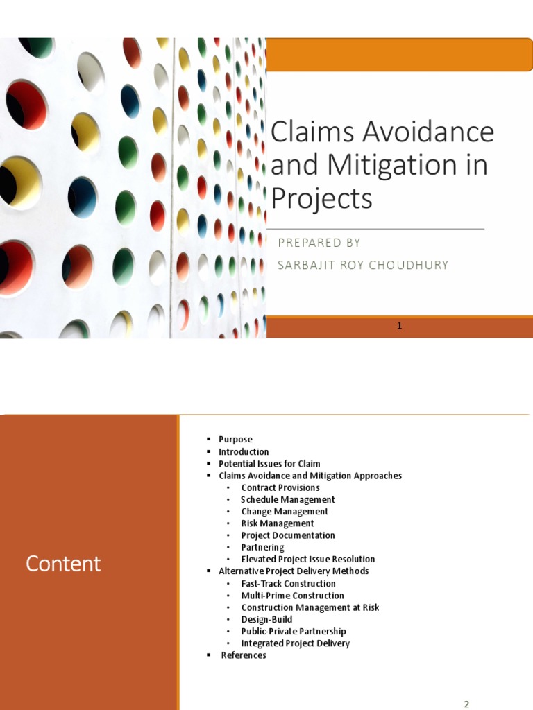 Claims Avoidance and Mitigation in Projects: Prepared by Sarbajit Roy ...