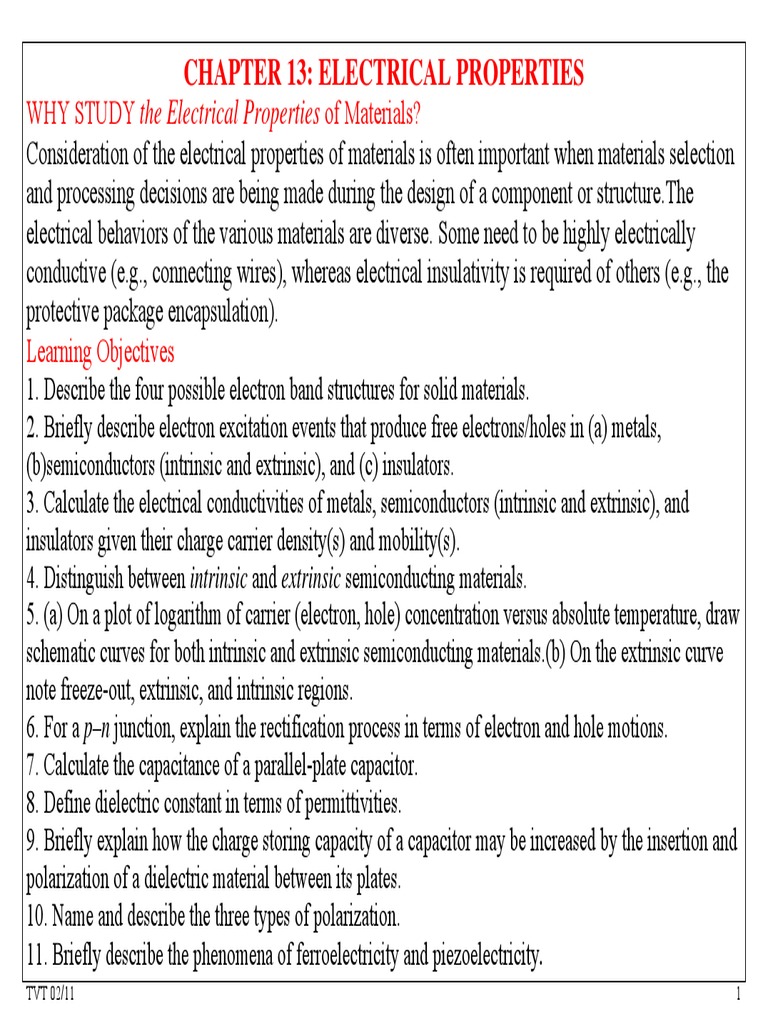 Electrical Properties of Materials Overview | PDF | Dielectric ...